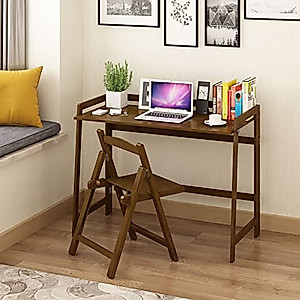 HollyHOME Bamboo Writing Desk with Baffle, 33.07"(L) x16.93(W) x31.50(H), Study Computer and Laptop Desk, Home Office Desk, Freestanding Portable Dressing Gaming Table for Apartment, Bedroom