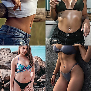 COCHARM G23 Titanium Belly Button Rings for Women Hypoallergenic Titanium Navel Rings 14g Internally Threaded White Opal Belly Ring