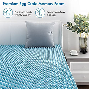 Queen Mattress Topper, 3 Inch Cooling Memory Foam Mattress Topper Queen, Egg Crate Gel Foam Bed Pillow Top Pad Mattress Topper for Back Pain, with Fitted Removable Bamboo Cover