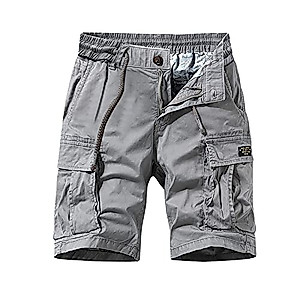 Muscularfit Streetwear Shorts Men Linen Shorts Men 2023 Regular and Big & Tall Fashion Outdoor Cargo Shorts Summer Drawstring Elastic Waist Shorts Shorts for Men 5 Inch Gray XL