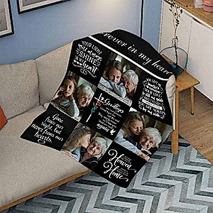 LOSARON Personalized Memorial Photo Blanket Always on My Mind Forever in My Heart Sympathy Bereavement Gift Fleece Blanket Custom Sympathy Blankets with Picture for Christmas