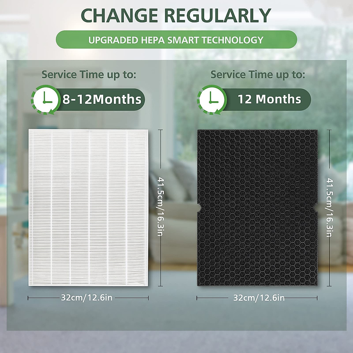 116130 HEPA Replacement Filter H 116130 for Winix 5500-2 Plasmawave Air Purifier and Models AM80 - HEPA Filter and Activated Carbon Filter Combo Pack