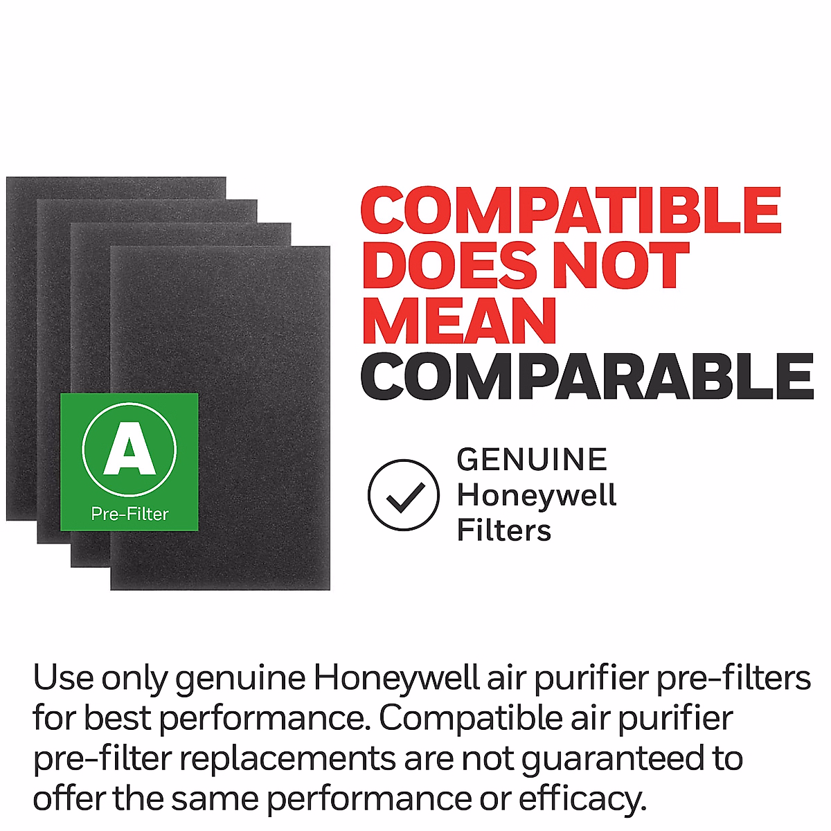 Honeywell HRF-A300 Air Purifier Pre Kit Filter, 4-Pack - Allergen Air Filter Targets Dust, VOC, Pet, Kitchen, and Wildfire/Smoke Odors