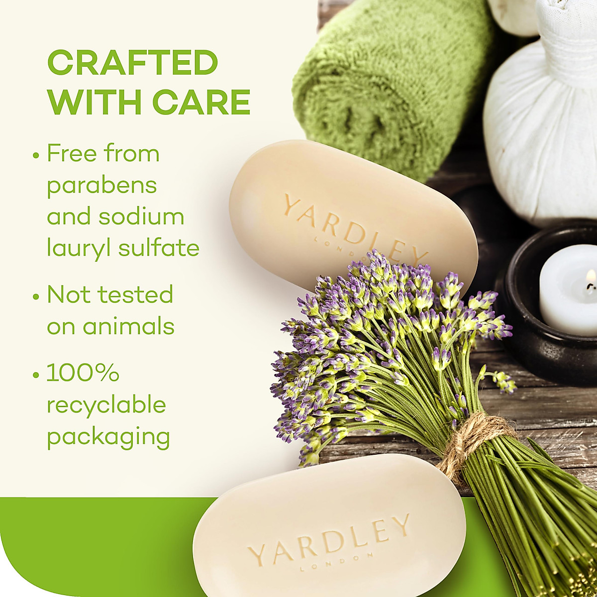 Yardley London Nourishing Bath Soap Bar Aloe & Avocado, Conditions Skin with Creamy Avocado & Olive Extracts, 4.0 oz Bath Bar, 1 Soap Bar