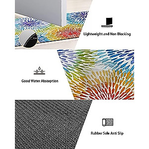 Gogobebe Super Absorbent Diatom Mud Mat Boho Watercolor Floral Summer Quick-Drying Thin Bath Mat Non-Slip Bathtub Mat Anti-Skid Rubber Bathroom Shower Mat 20x32in