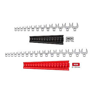 Tekton 3/8 Inch Drive Crowfoot Wrench Set, 30-Piece (5/16-1 In, 8-24 Mm) - Racks | WCF92301