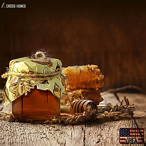 Honey Pot Hexagon Glass Honey Jar 1.5oz 42sets - Honey Jars with Wood Dipper Gold Lid Gold Bee Charm Pendant Decorative Bee Wrapping Paper Jute Hanging Rope - Wedding Favors Baby Shower Party Favors