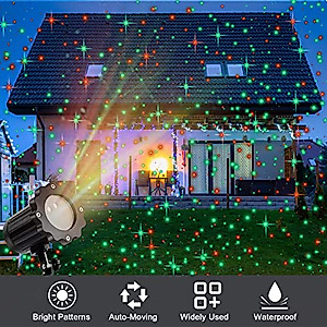 4 Pack Christmas Projector Light Xmas Spotlight Projector with Wireless Remote Holiday Christmas Waterproof Outdoor Projector Spotlights Red and Green Spotlight Star Show for Xmas Holiday Decorations