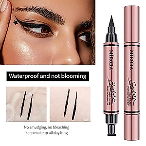 Eyeliner Stamp - Winged Eyeliner Stamp for All Eye Shapes, Easy Cat Eye Stencil Makeup Tool, SmudgeProof & Waterproof Liquid Eye liner Pen, Winged Stamp (10MM, Black)