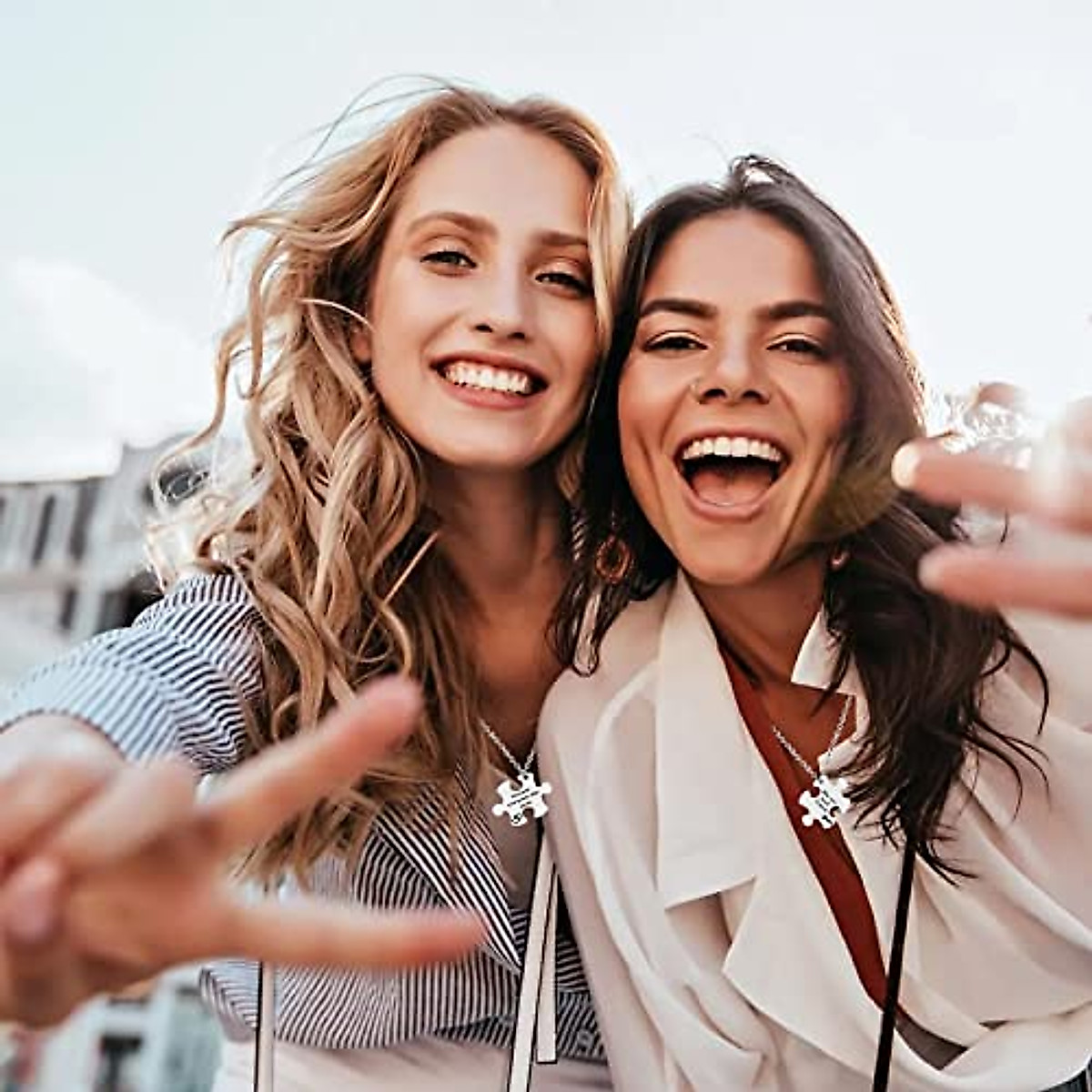 MJartoria Best Friend Necklaces, Friendship Necklace Puzzle Piece Necklaces Set Gifts for Women Teens BFF Necklace for 2 (we are best friend because everyone else ...)