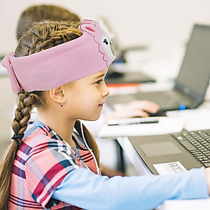 GenTek Kids Ear Headphones with Parental Volume Limiter to Protect Hearing, Washable Super Soft Fleece Headband with Ultra-Thin, Adjustable Removable Speakers (Llama-Pink)