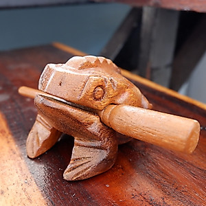YARIN Wooden Frog Rasp Musical Instruments Wood Handcraft Instrument Tone Block Guiro Frog Sound Maker (1 Frog= 4")