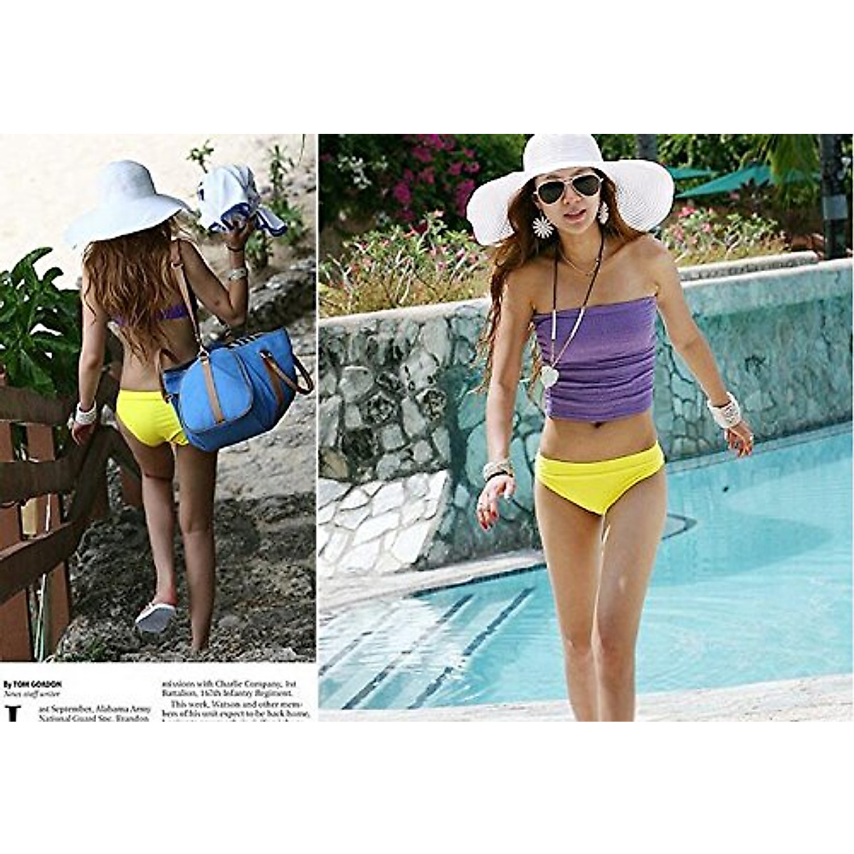 Womens Floppy Straw Hat Wide Brim Foldable Packable Braid Cap UV Protection Summer Gardening Hiking Beach Sun Hat (White)