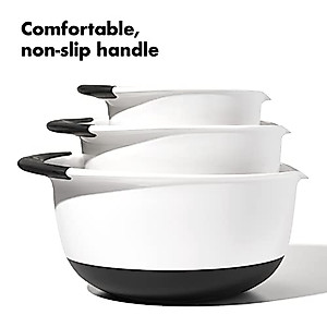 OXO Good Grips 3- Piece Plastic Mixing Bowl Set, 2500 ml,White/Black