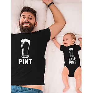 Tstars Pint & Half Pint Funny Father and Son Matching Shirts Gifts for Dads Fathers Day Dad Shirt and Baby Bodysuit Dad Black Large/Baby Black 6M (3-6M)