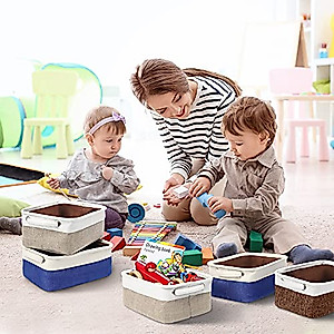 Small Storage Baskets, 6-Pack Small Fabric Bins,Empty Gift Baskets with Rope Handles, Collapsible Decorative Baskets for Shelves, Closets, Laundry, Nursery