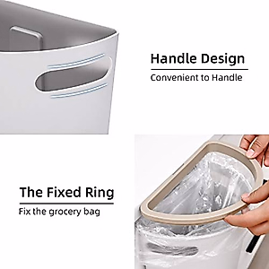 Subekyu Small Trash Can, Hanging Waste Bin Under Kitchen Sink, Plastic Wastebasket Over Cabinet Door with Top Ring to Fix Garbage Bag.