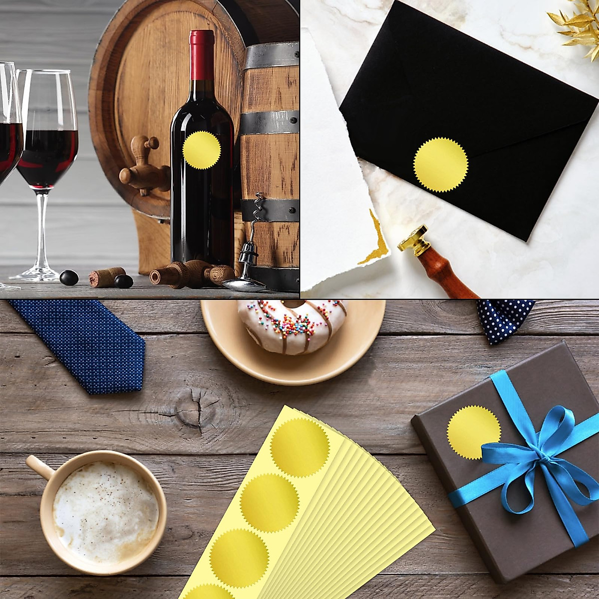 100pcs 1 3/4" Self-Adhesive Gold Embossed Foil Blank Certificate Sealing Stickers - Perfect for Invitations, Notary Seals, Corporate Seals, Personalized Monogram Emboss (Gold)