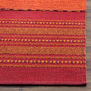 SAFAVIEH Montauk Collection Area Rug - 5' x 8', Orange & Red, Handmade Flat Weave Cotton, Ideal for High Traffic Areas in Living Room, Bedroom (MTK215A)