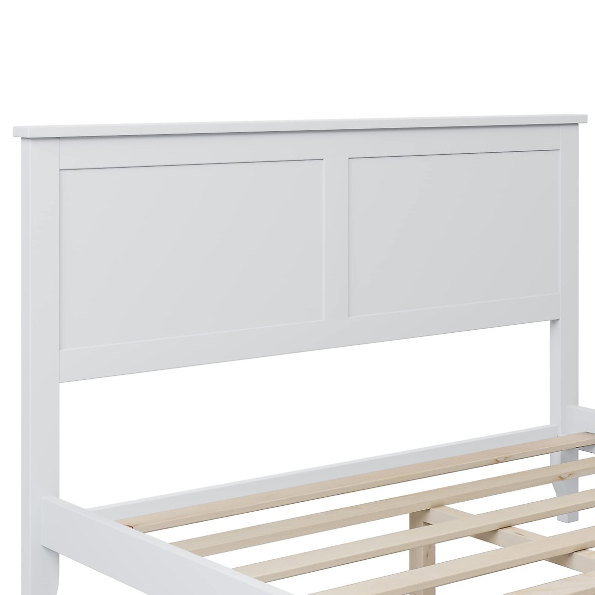 MERITLINE Full Size Platform Bed Frame with Headboard/Solid Wood Foundation with Wood Slat Support/No Box Spring Needed/Easy Assembly/Rustic Pine (Full, White)