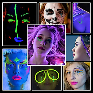 Noctilucent Face Gems, 12Pcs Luminous Face Jewels Rhinestones Stickers and 15g Chunky Glitter Glow In The Dark for Face Eye Glow Make up Festival Dress-up Face Jewelry Rave Accessories Party Supplies