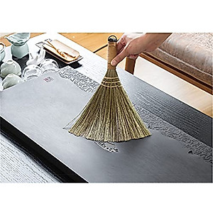 ODKKAYA Natural Whisk Sweeping Hand Handle Broom Retro Broom Corn Broom Asian Broom Household Angle Brooms Straw Soft Broom for House, Garage, Office, Lobby Room, Kitchen (Small)