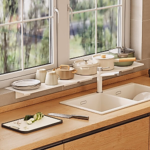 Window Sill Extender Plate, 23.6inch Carbon Steel Storage Shelf, Window Sill Extender for Plants, Countertop Extension Board with Magnetic Base for Kitchen Organization Storage (60x20cm/23.6x7.8in)