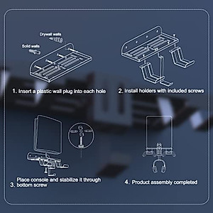 TOPAD PS5 Wall Mount Kit with Charging, 6-in-1 Playstation 5 (Disc & Digital) Metal Wall Stand with Data Charging Cable/Controller Hanging Bracket/Remote Box/Headset Hanger, w/Non-Slip Mat Black