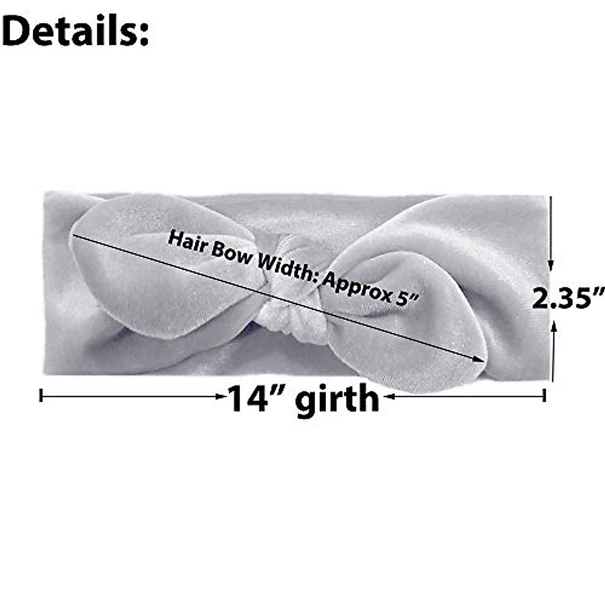 11 Pack Velvet Baby Girl Headbands with Hair Bows Knotted Headwraps 5" Bow Hair Bands for Babies Infant Newborn Kids