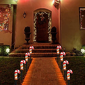 7FT Christmas Pathway Markers Lights, Set of 4 Christmas Candy Cane Pathway Lights with 4 C7 Lights, Outdoor Lawn Lights Landscape Driveway Lights for Holiday Outside Yard Garden Xmas Walkway Decor