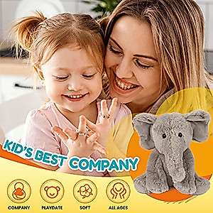 Easfan Elephant Stuffed Animal Adorable Cuddly Soft Plush Toy Adorable Room Decoration Elephant Stuff Birthday Holiday for Kids Boys Girls Gray, 10''