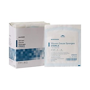 McKesson Woven Gauze Sponges, Sterile, 12-Ply, 100% Cotton, 4 in x 4 in, 50 per Pack, 1 Pack