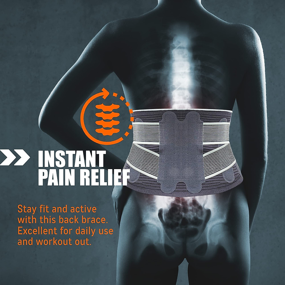 AllyFlex Sports® - Lumbar Support Belt for Women for Back Pain, Slim-Fit Back Brace for Men, Breathable Compression Back Support Brace, 41.5 inches, Medium/Large