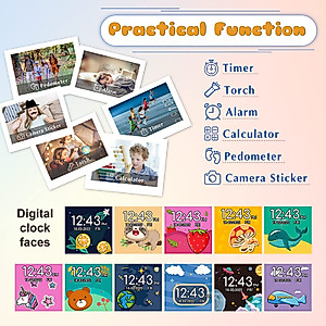 Kids Smart Watch Girls Boys - Smart Watch for Kids Game Watch Gifts for 4-12 Years Old with 15 Games Camera Alarm Video Music Player Pedometer Flashlight Birthday Gift Toys for Boys Girls (Black)