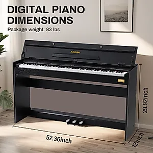 AODSK 88 Key Weighted Action Digital Piano,Grade Hammer Action Keyboard with Furniture Stand and Triple Pedals for Beginner Kids/Adults,Classic Household,Piano Lessons, UPB-85 (Comes with headphones)