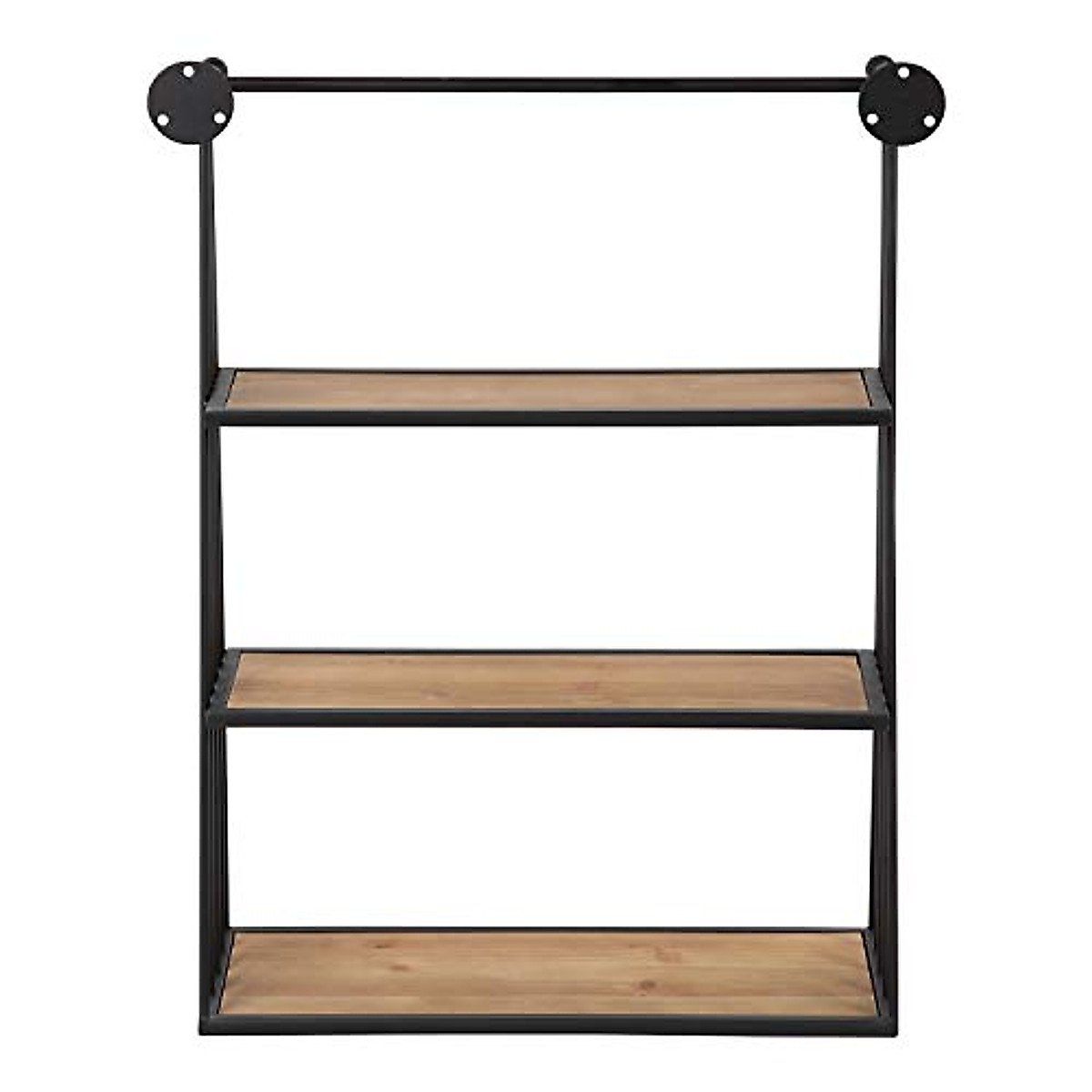 Kate and Laurel Nevin Rustic Three Tier Shelf, 23.25" x 30.25" x 8", Brown and Black, Modern Farmhouse Inspired Wall Storage and Decor