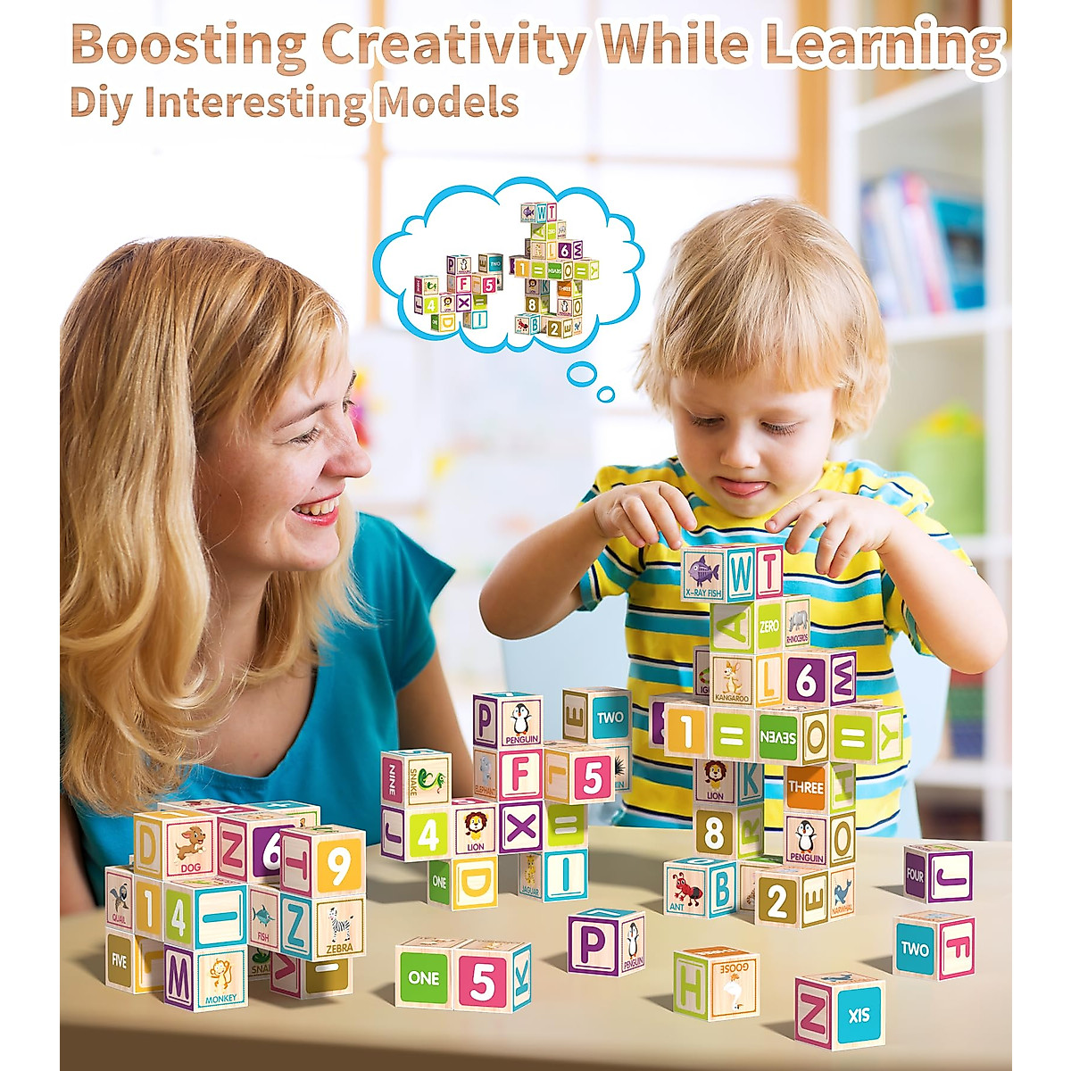 Magnetic Blocks Classroom Must Have Educational Magnet Number Letter Building Cubes Toys for Kids Preschool, Stem Numberblocks Learning Math Counting 123 and Reading Alphabet ABC for Toddlers