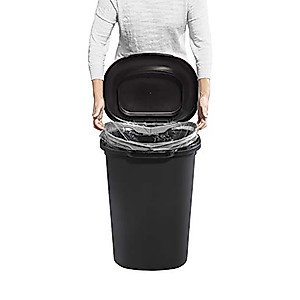 Rubbermaid Commercial Products Touch Top Trash Can/Wastebasket with Lid, 13-Gallon, Small Black Garbage Bin for Home/Kitchen/Bathroom/Bedroom/Office