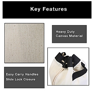 Smart Design Heavy Duty Duffel Bag w/ 2 Compartments, Strap, & Handles - Holds up to 80 lbs. - VentilAir Breathable Canvas - for Gym Clothes & Laundry - (Holds 3 Loads) (30 x 15 Inch) [Natural Canvas]