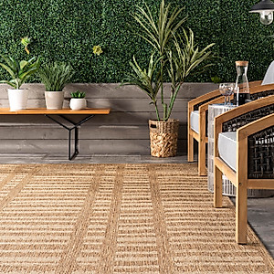 nuLOOM 5' x 8' Outdoor Performance Area Rug, Stain Resistant, Weather Resistant, High Traffic, Patio, Balcony, Outside, Marin Brown