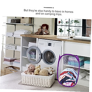 VILLFUL Foldable Mesh Laundry Basket Hamper with Easy Open Design for College Dorms Portable Clothes Storage with Carry Handles and Side Pocket for Convenience
