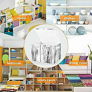 CaTaKu Wooden Abstract Storage Bins with Lids and Handles, Fabric Large Storage Container Cube Basket with Lid Decorative Storage Boxes for Organizing Clothes