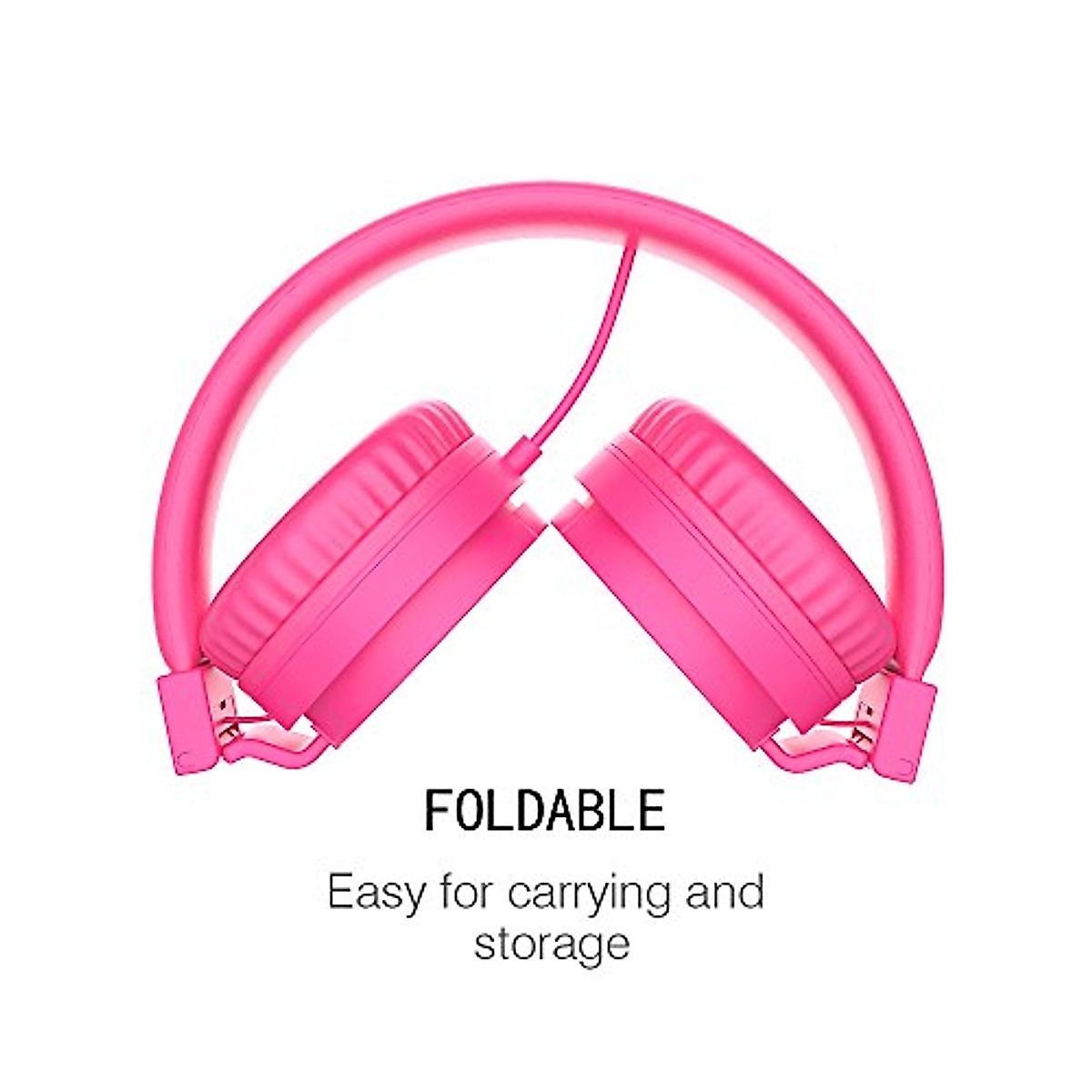 Headphones for Children Lightweight Stereo Folding Wired Headphones for Kids Adults Adjustable Headband Headset for Cellphones Smartphones iPhone Laptop Computer Mp3/4 Earphones (Pink)