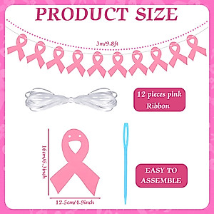 Tudomro 5 Pcs Breast Cancer Awareness Banner Pink Ribbon Pennant Hanging Banner Breast Cancer Awareness Sign Decorations Pink Ribbon Wall Garland Banner for Survivor Party Charity Event Supplies