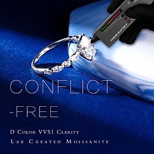 MOOSEA Pear Cut Marseille Moissanite Engagement Rings for Women, 1.5CT D Color VVS1 Clarity Lab Created Diamond Rings 14K White Gold Vermeil Moissanite Anniversary Rings for Her Gifts