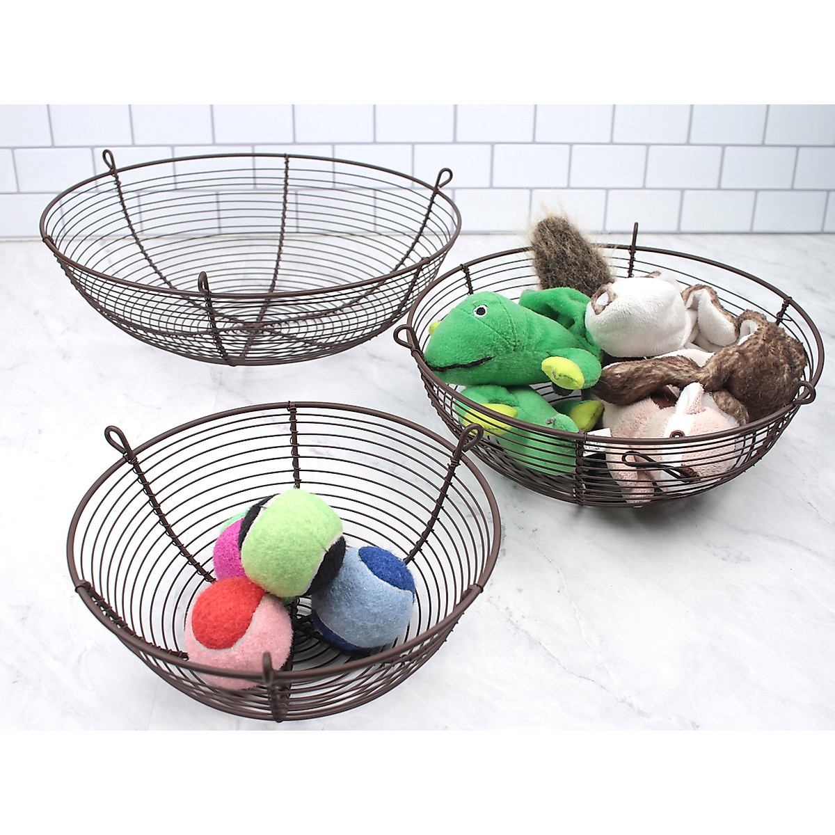 RSVP International Hanging Storage Collection 3-Tier Baskets, Bronze Woven Wire