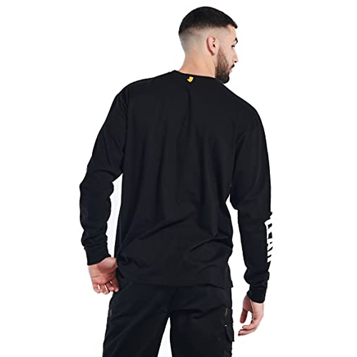 Caterpillar Men's Trademark Banner Long Sleeve Tee Shirts with Center Back Neck Wire Management Loop and CAT Logo, Black, X Large