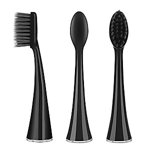Replacement Toothbrush Heads for Burst Electric Toothbrush Adults with Dust Cover Caps, Soft Charcoal Bristles for Deep Cleaning, Plaque Removal and Whiting Teeth, 5 Counts, Black