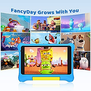 FancyDay Kids Tablet, 7 inch Tablet for Kids with Parental Control, Kidoz Installed, 2GB RAM+32GB ROM Android 12 System, Dual Camera, Toddler Tablet with Protective Case (Blue)