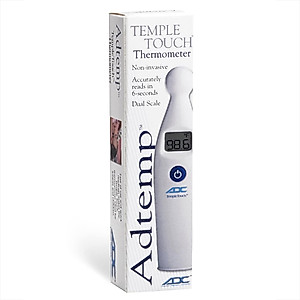 ADC427QEA - American Diagnostic Corp Adtemp Temple Touch 6 Second Conductive Thermometer, 4-2/3 x 1-1/6 x 1, Dual Scale, 1.5V Battery
